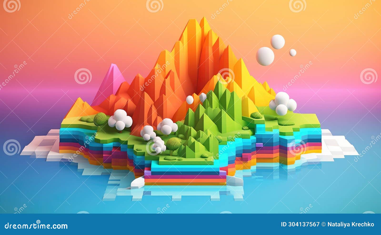 Rainbow 3d Isometric Mountains. Rainbow Abstract Mountains Background ...
