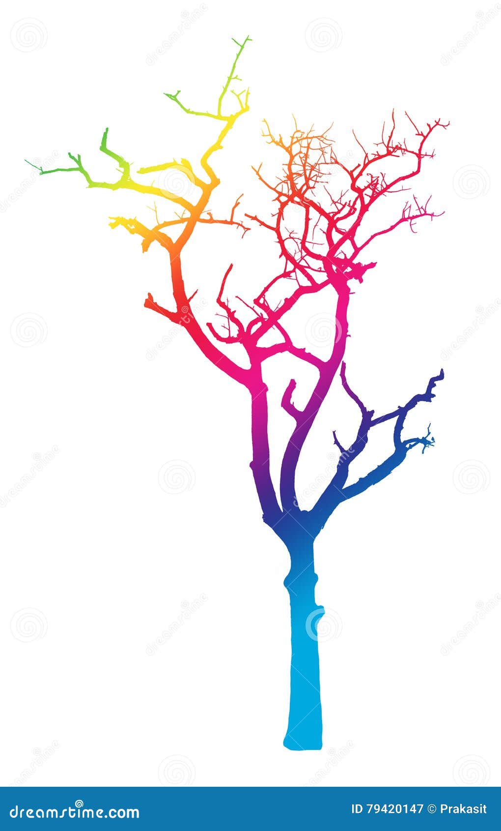 Rainbow dead tree isolated stock illustration. Illustration of trunk ...