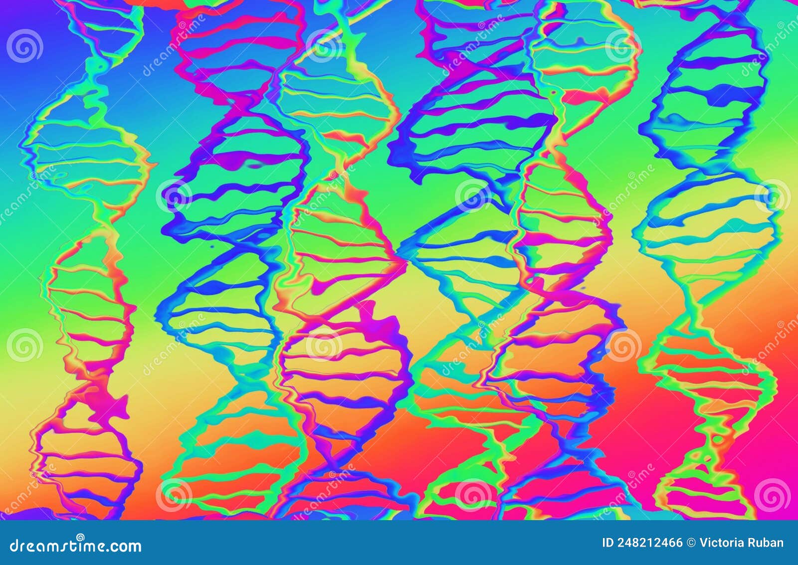 Rainbow Deformed DNA Molecules Structure Stock Illustration ...