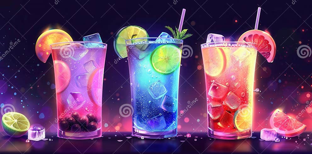 Rainbow Delights. Colorful Drinks Assortment Concept Stock Image ...