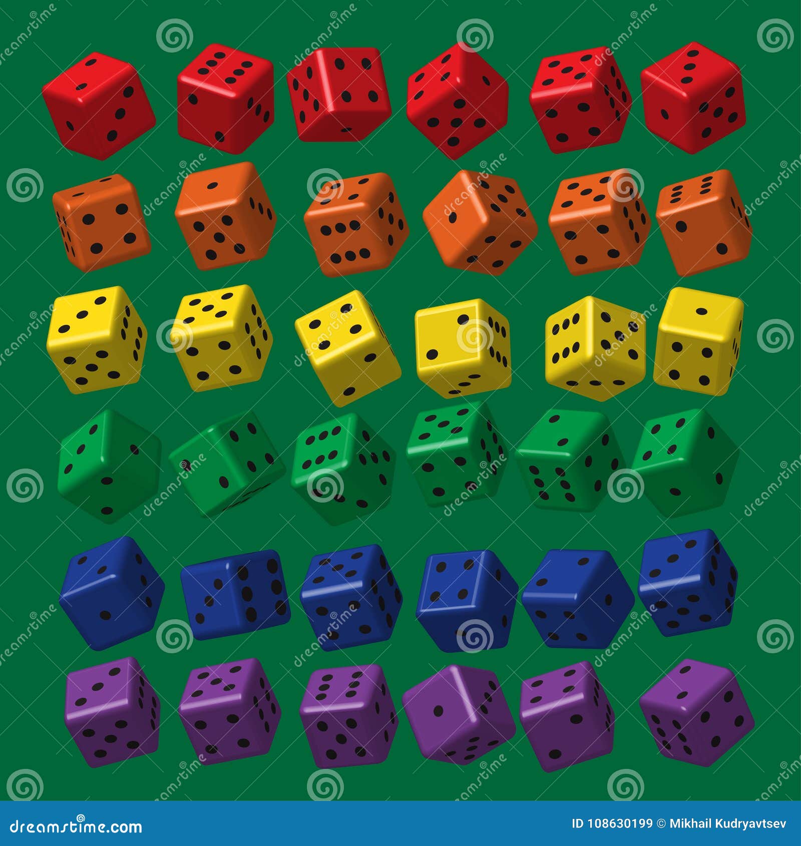 Rainbow Dice with Black Points Stock Vector - Illustration of luck ...