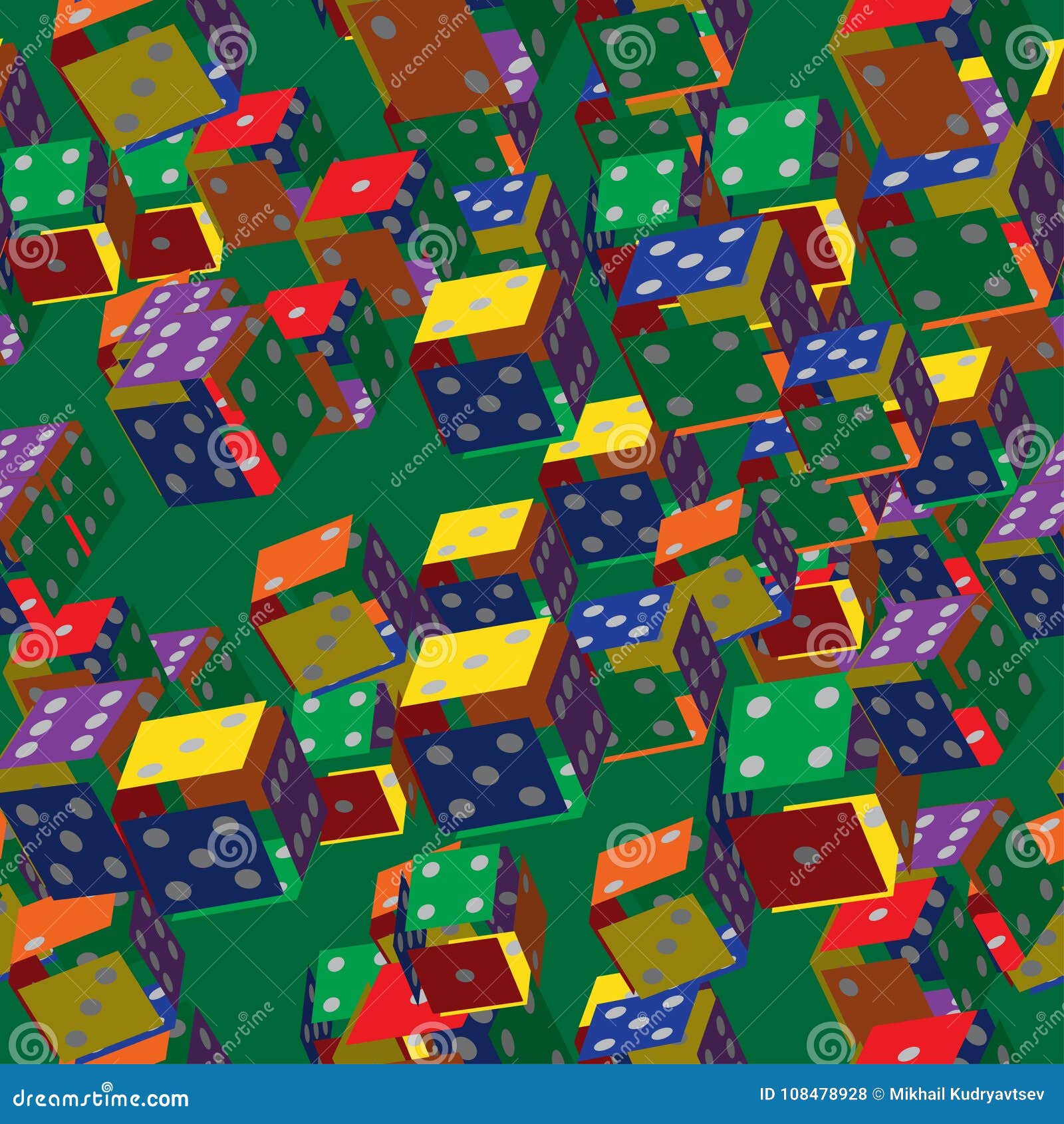 Rainbow Dice Seamless Pattern Stock Vector - Illustration of fortune ...