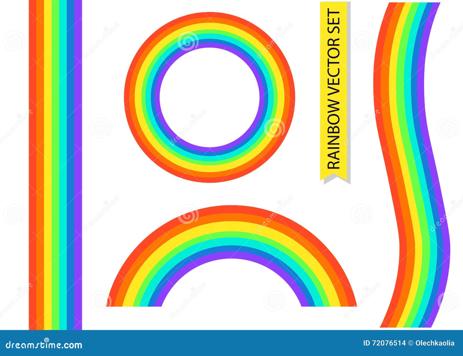 Rainbow in Different Shape. Realistic Set Isolated Vector Illustration ...