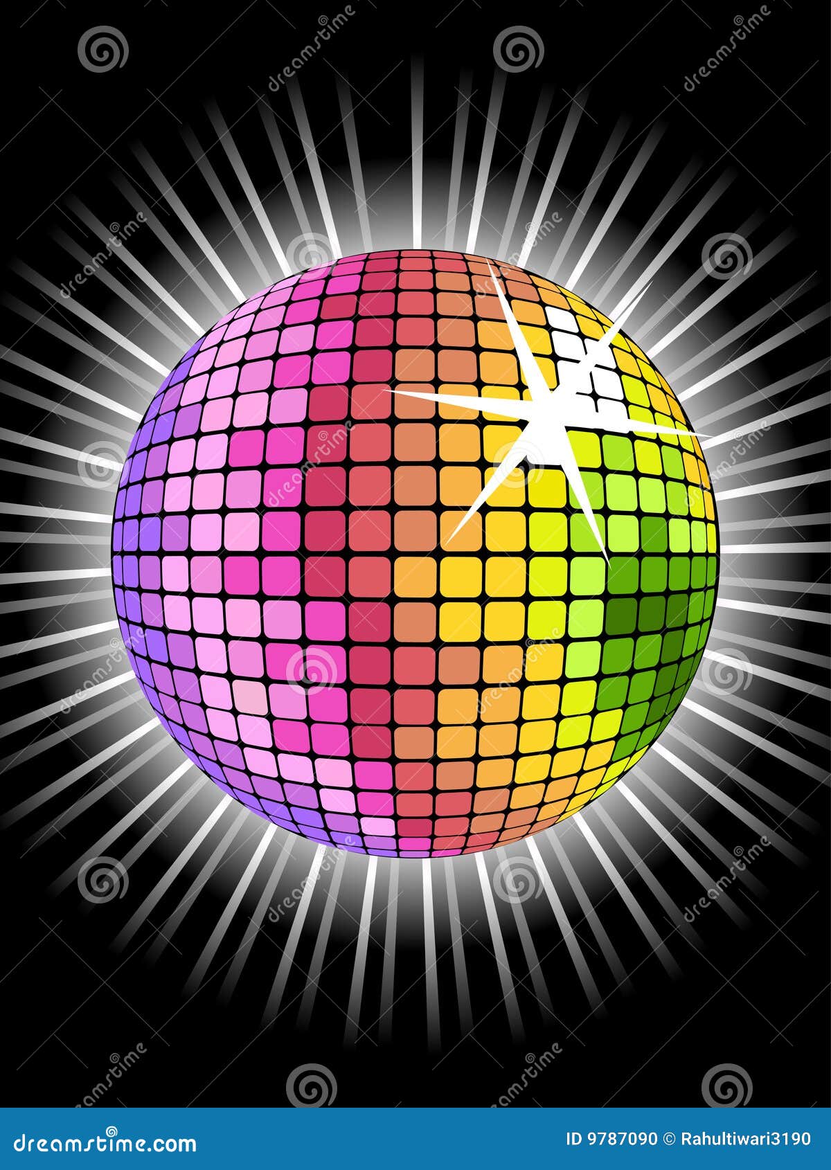 Disco Ball On Vibrant Gradient Background Highlighting Retro Futuristic ...