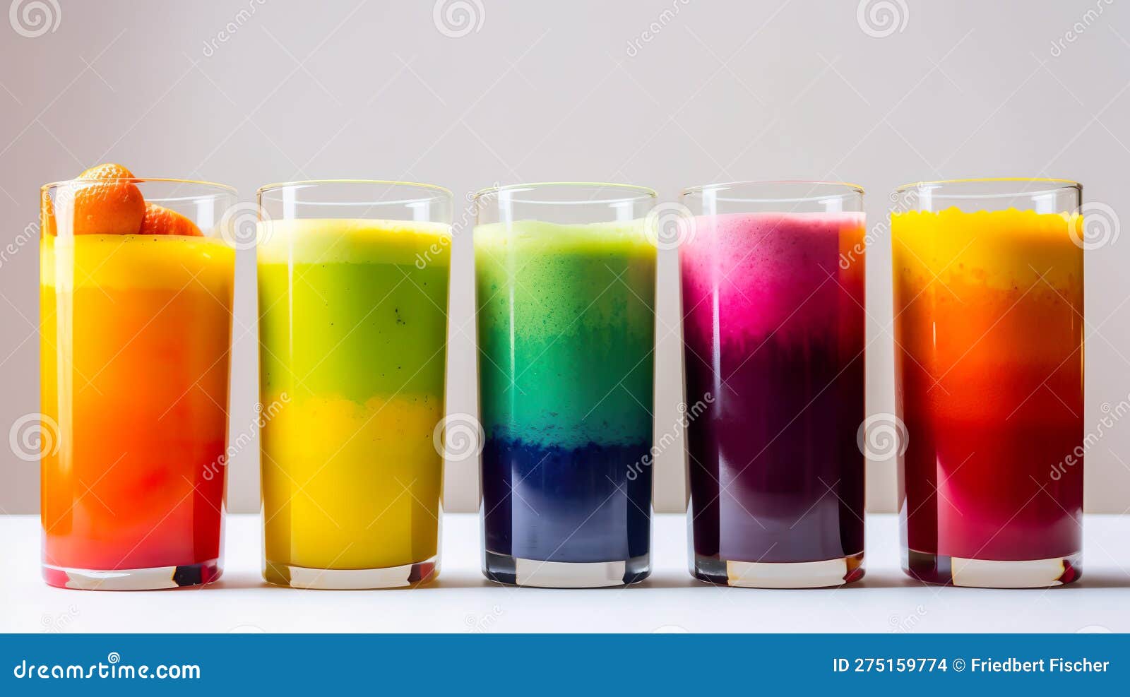 Rainbow Display, Selection of Different Smoothies, AI Generative Stock ...