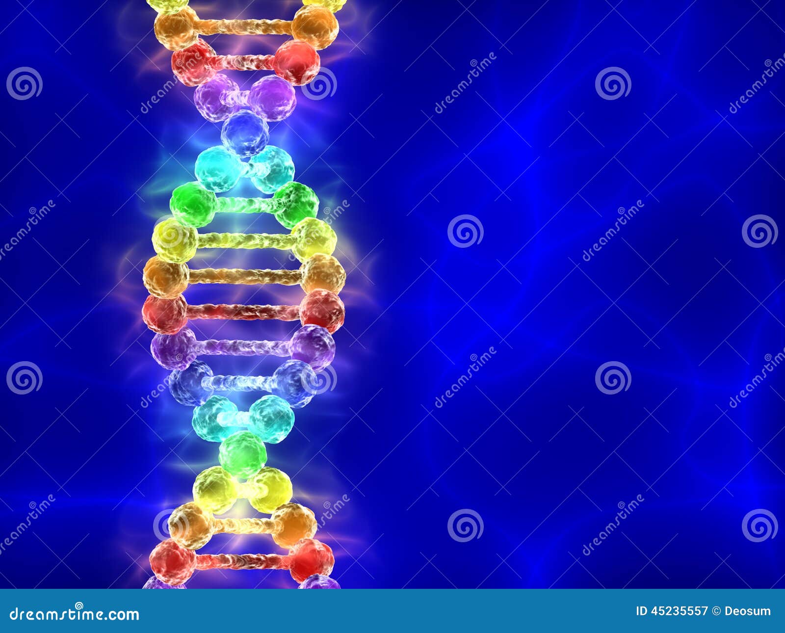 Rainbow DNA (deoxyribonucleic Acid) on Blue Background Stock ...