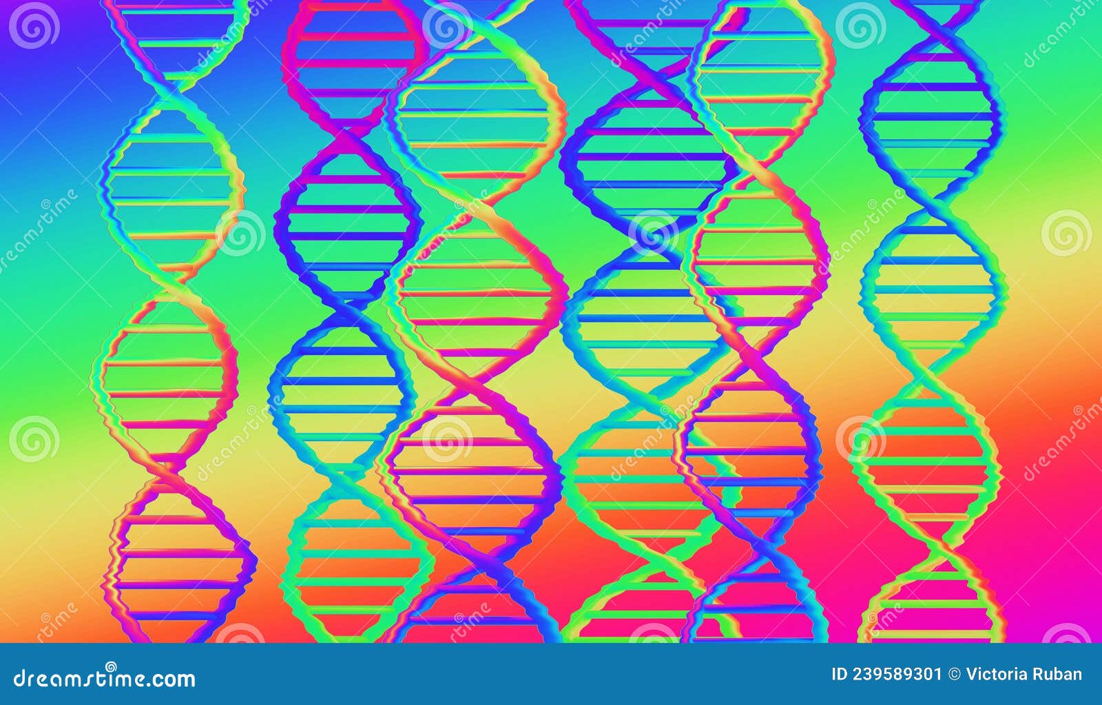 Rainbow DNA Molecules Structure. Science and Technology Concept, Vivid ...