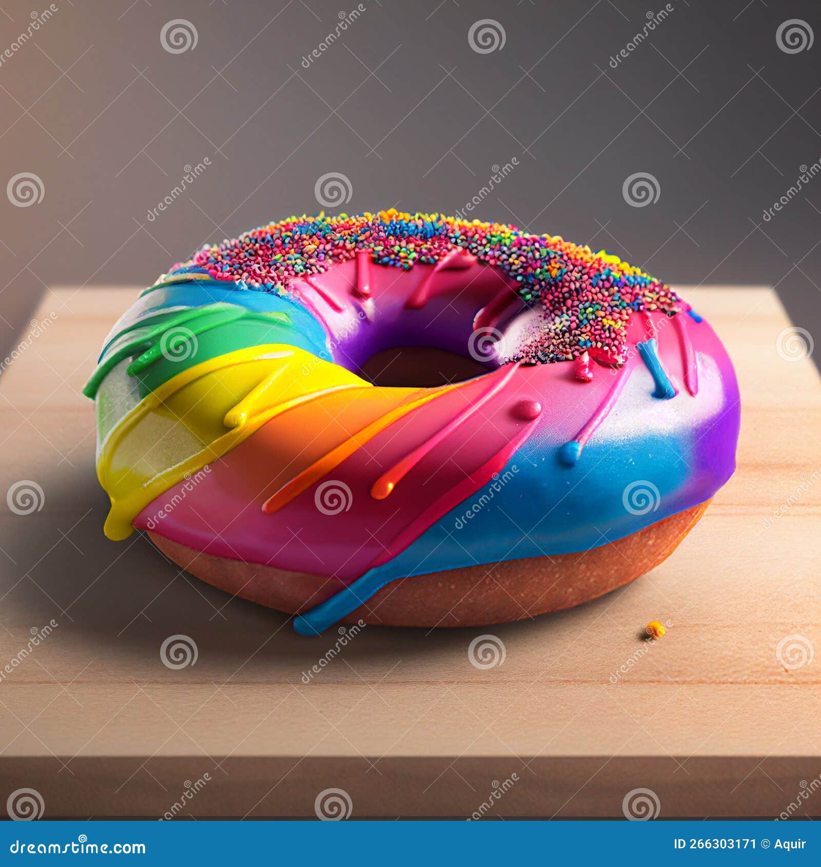 Rainbow Donut. Ai Generated. Realistic Illustration of a Rainbow Donut ...
