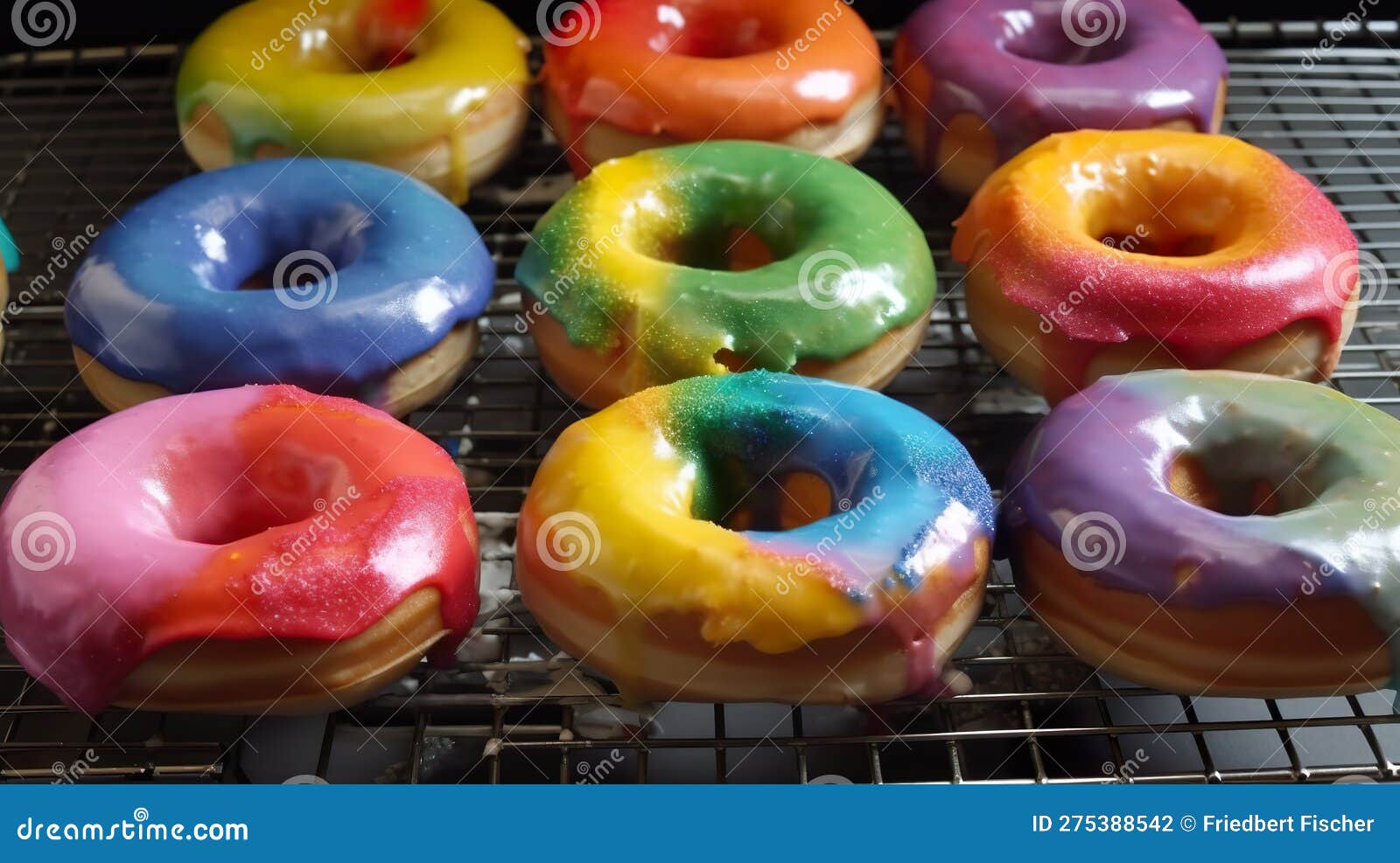 Rainbow Donuts with Vibrant Multicolor Icing, AI Generative Stock Photo ...