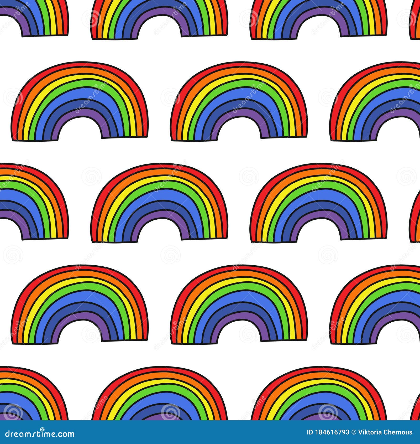 Rainbow Doodle Pattern, Vector Illustration Stock Illustration ...