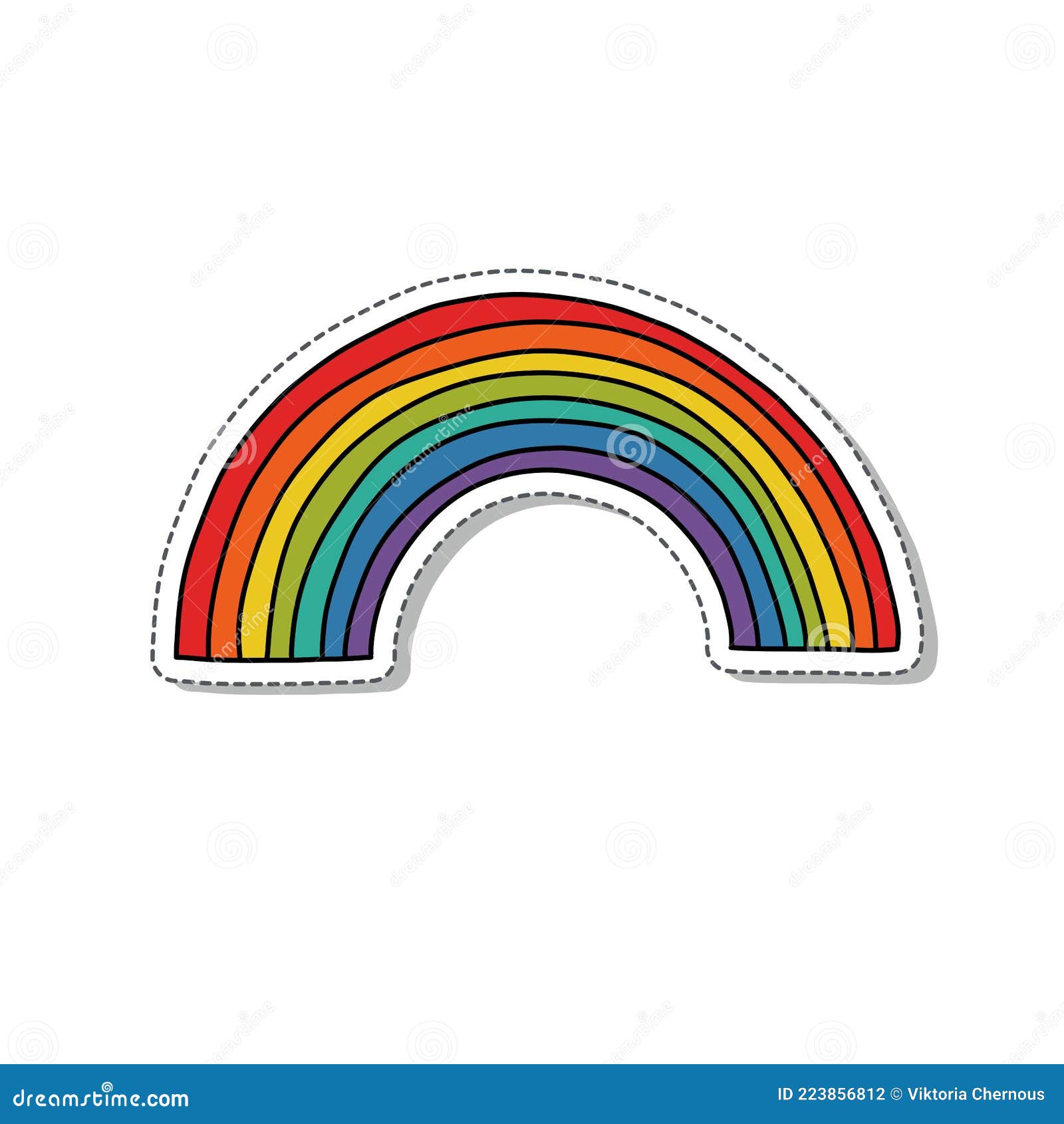 Rainbow Doodle Sticker Icon, Vector Color Line Illustration Stock ...