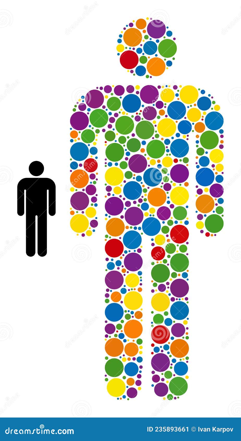 Rainbow Dotted Person Icon Randomized Mosaic Cartoon Vector ...