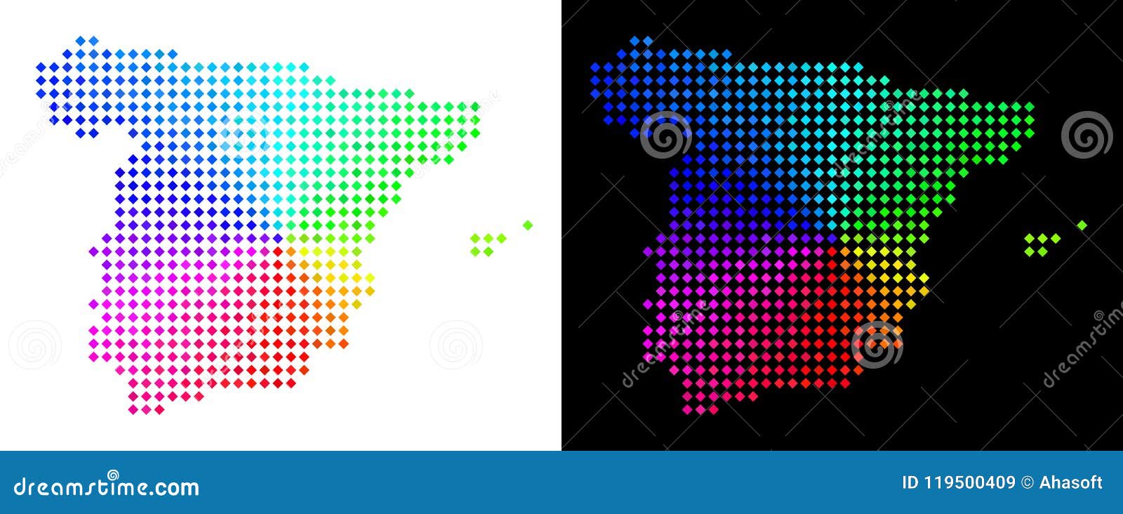 Spectrum Dot Spain Map stock vector. Illustration of national - 119500409