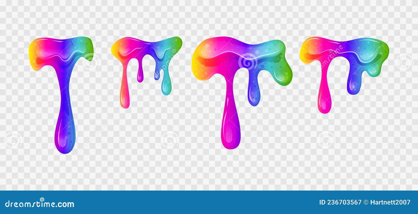 Rainbow Dripping Slime Set. Viscous Liquid. Vector Cartoon Illustration ...