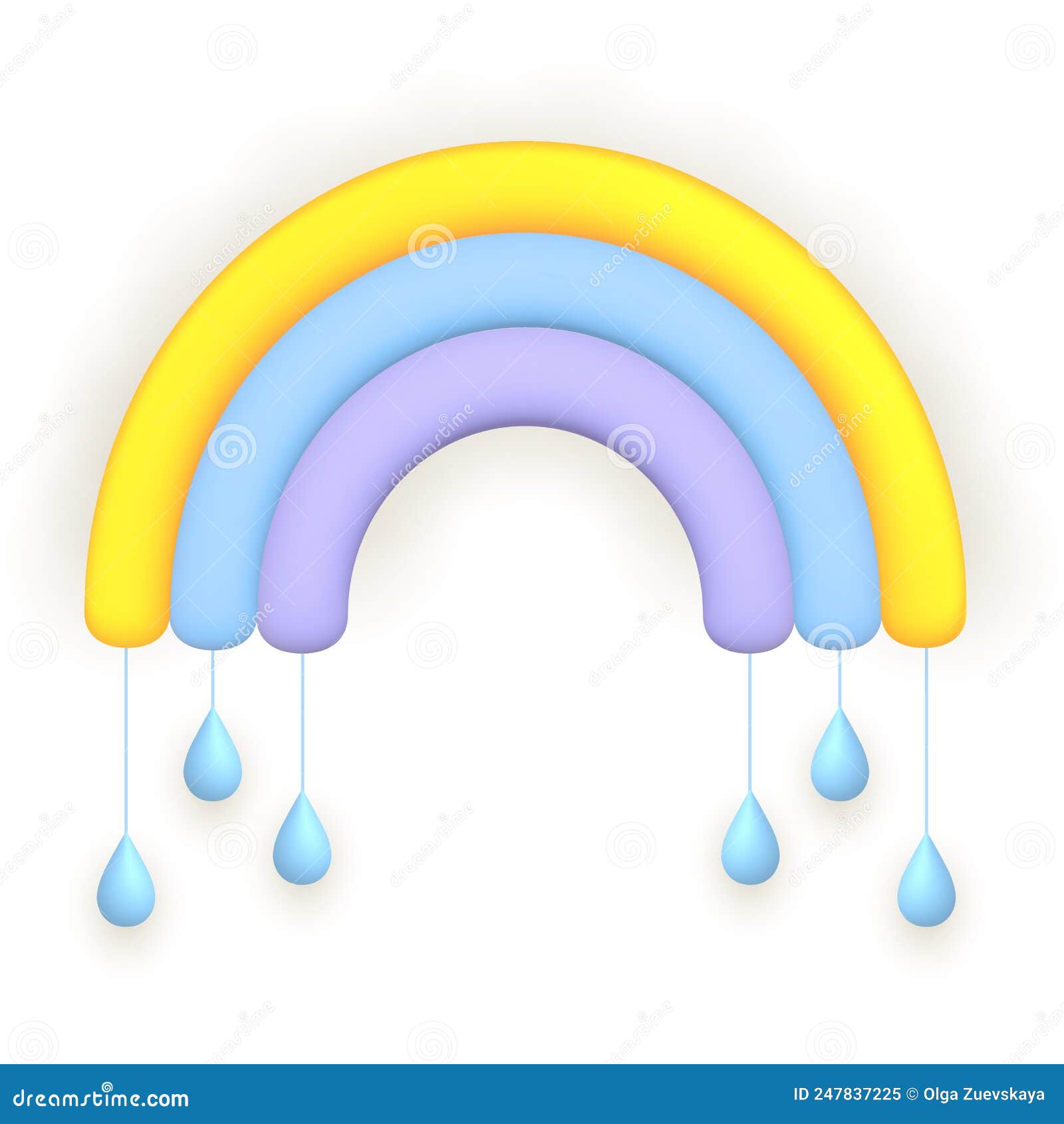 Rainbow and Drops. Cute Weather Realistic Icon Stock Vector ...