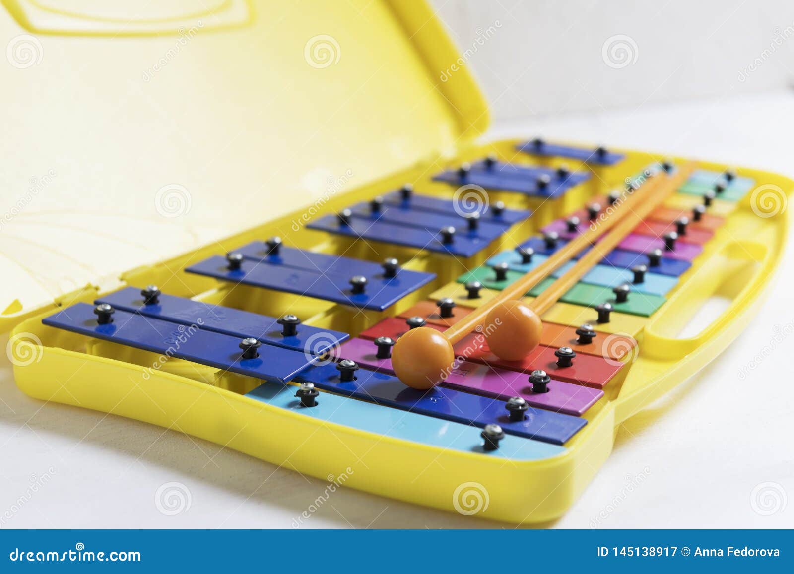 Rainbow Dubble Xylophone Close Up on a White Backgpound Stock Image ...