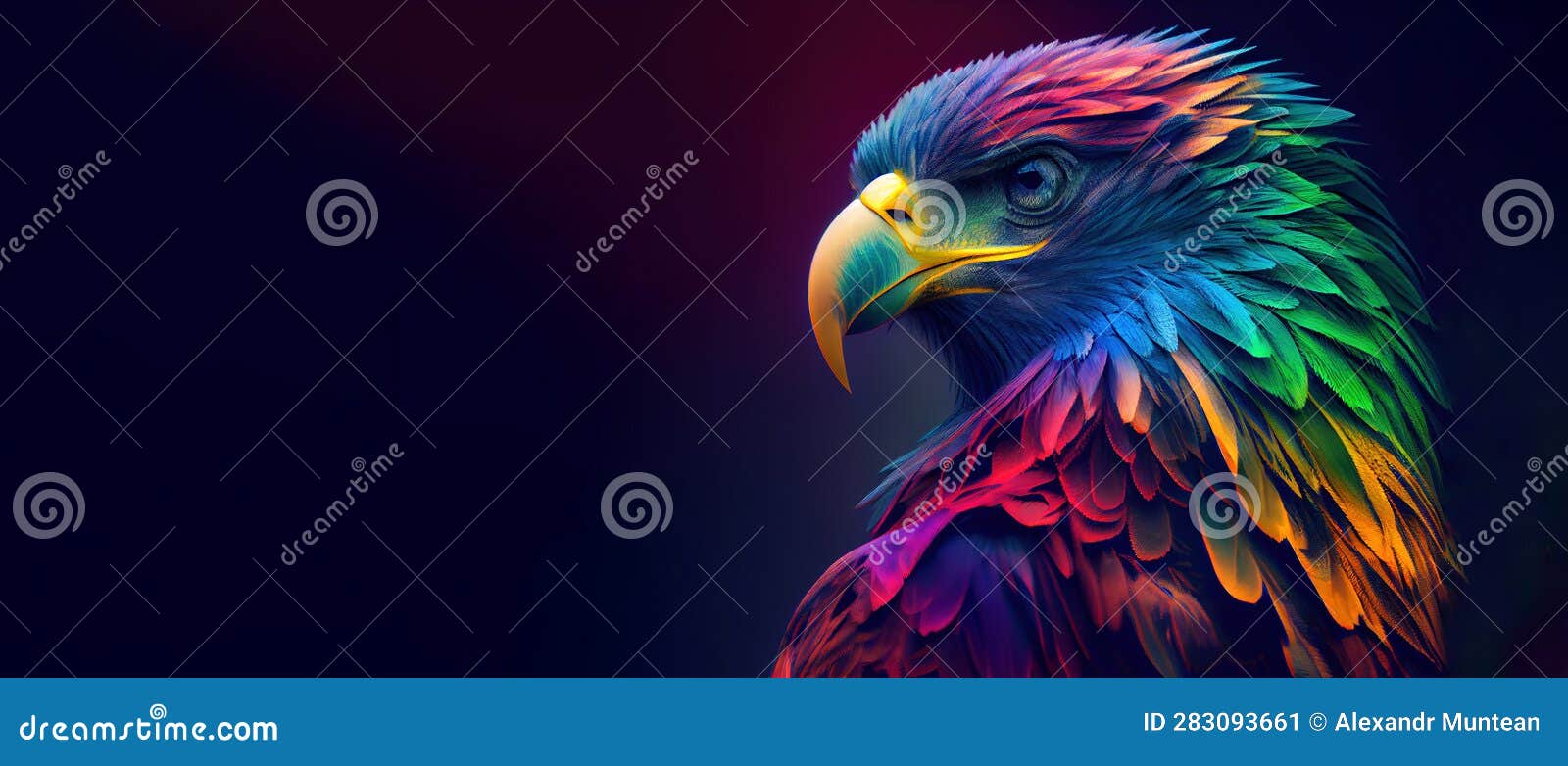 Rainbow Eagle Portrait, Panoramic Layout Stock Illustration ...