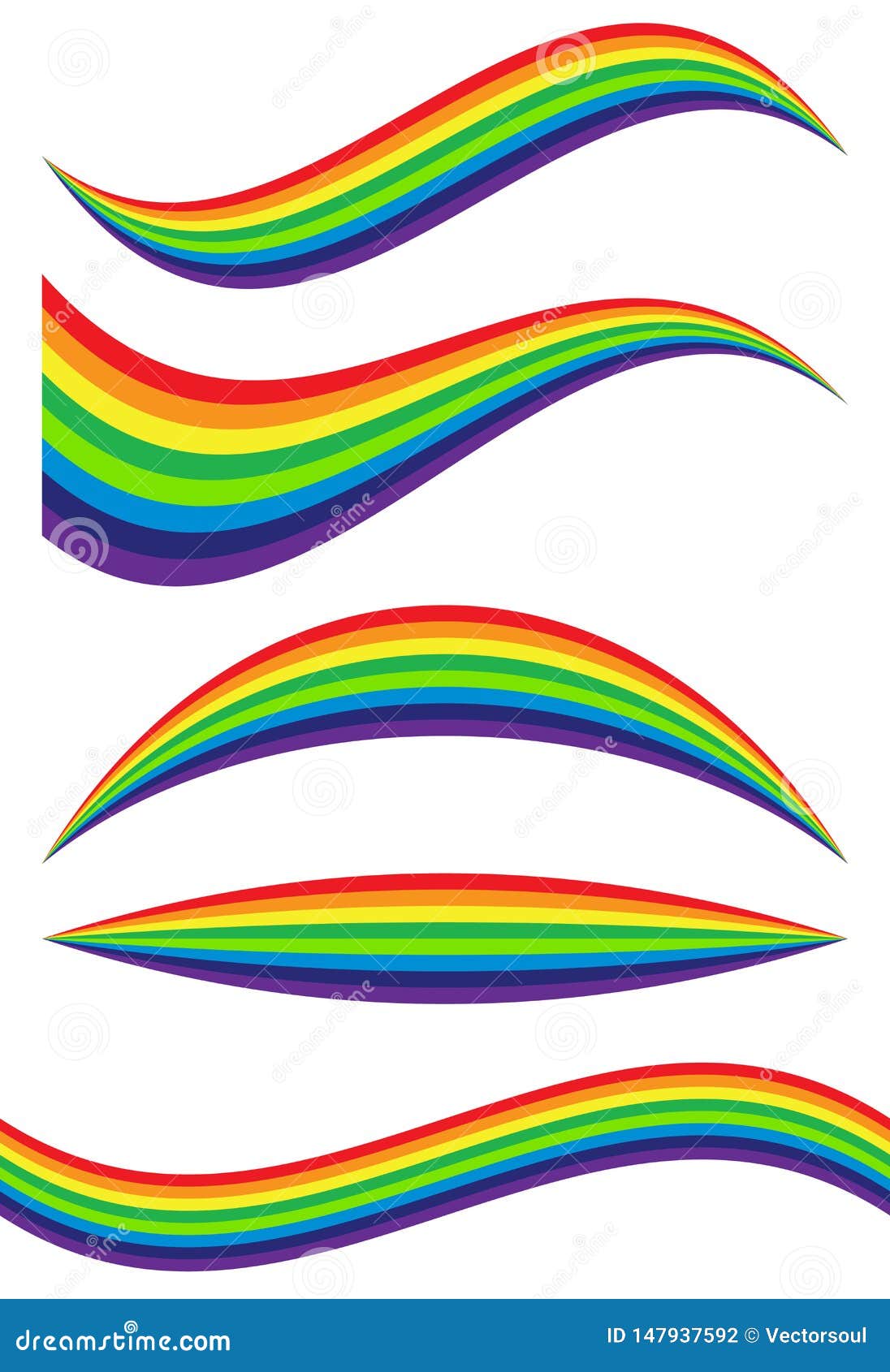 Rainbow Element Isolated on White. Distorted Rainbows Stock Vector ...
