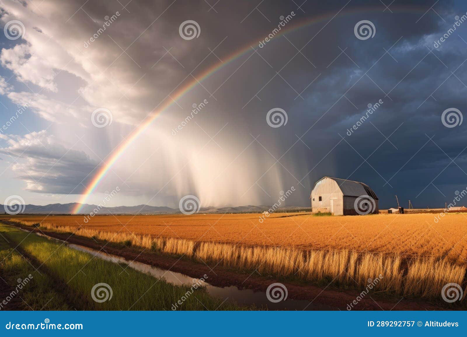 Rainbow Emerging after a Powerful Supercell Storm Stock Image - Image ...