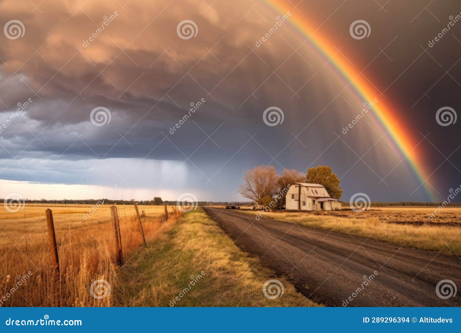 Rainbow Emerging after a Powerful Supercell Storm Stock Photo - Image ...