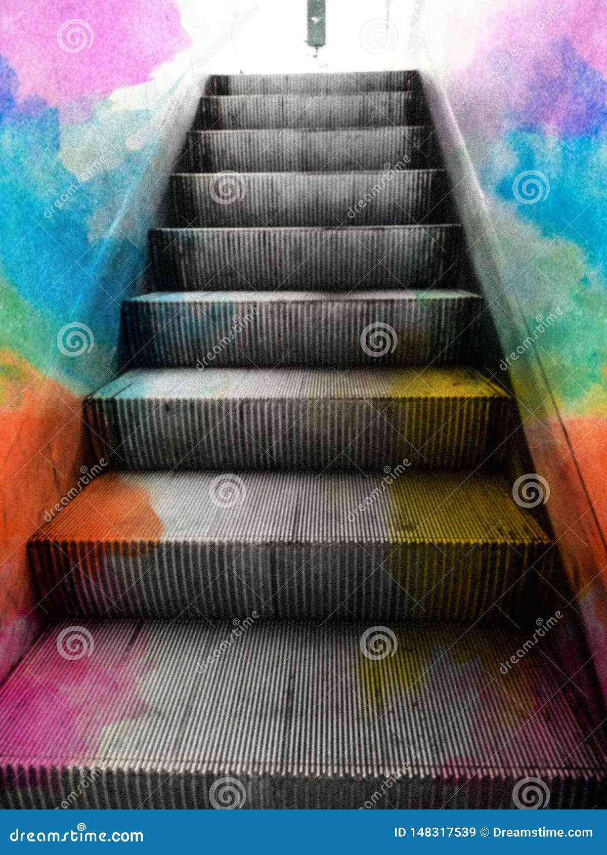 Rainbow Escalator Lift You Up and Down Stock Image - Image of people ...