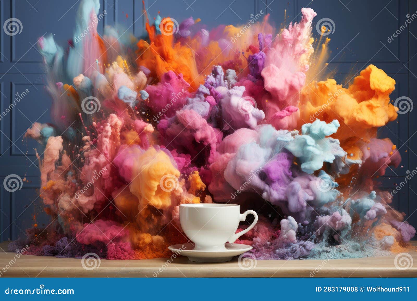Rainbow Explosion in the Coffee Cup,. AI Generated Stock Illustration ...