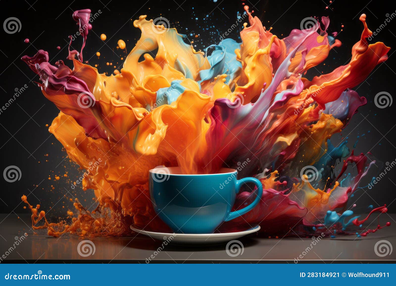 Rainbow Explosion in the Coffee Cup,. AI Generated Stock Illustration ...