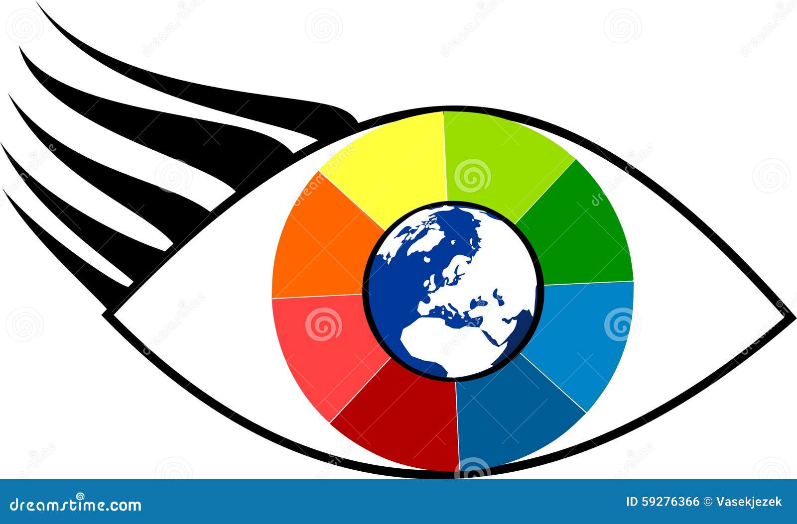 Rainbow Eye with Blue Globe and Europe Stock Illustration ...