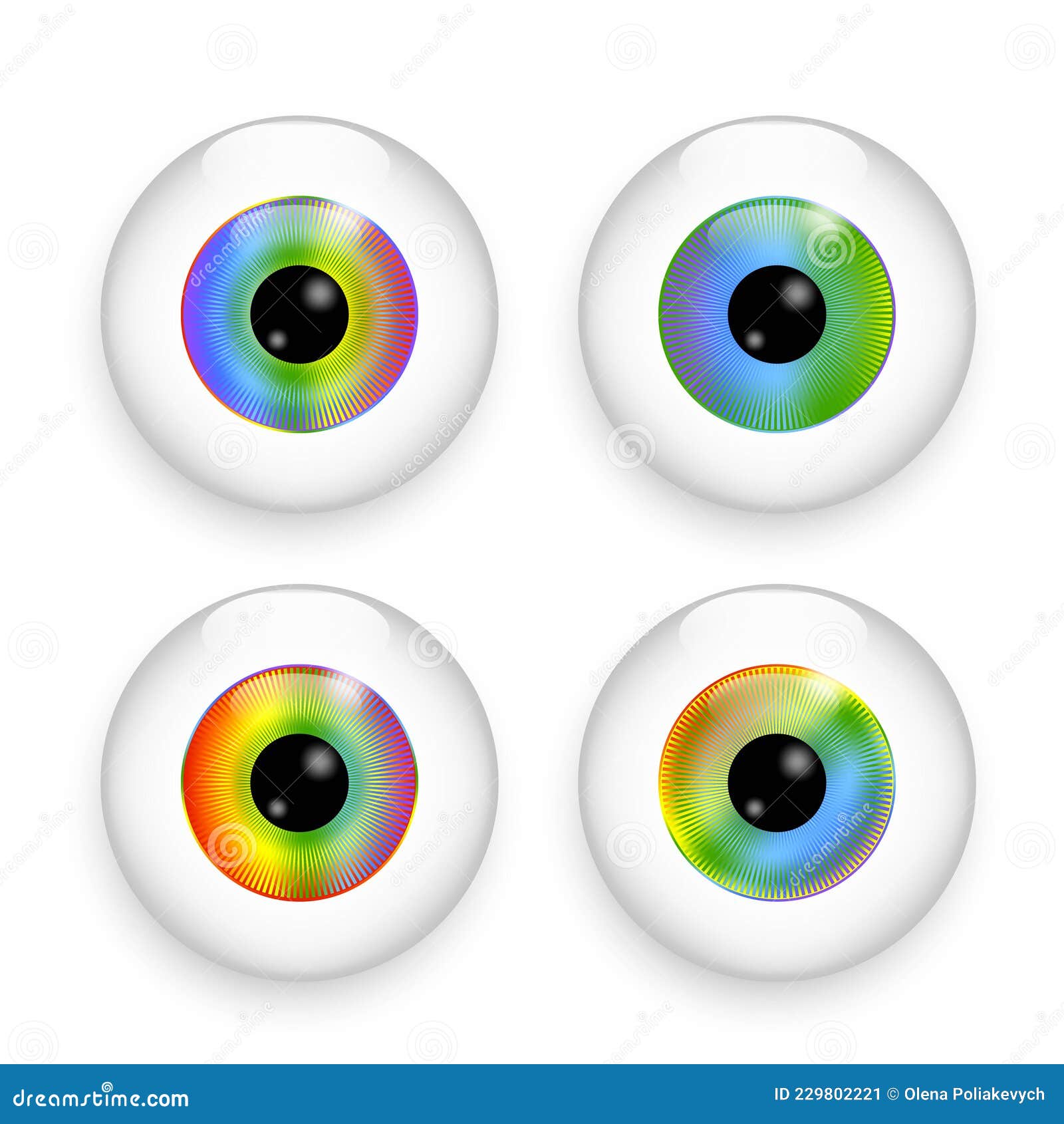 Rainbow Eyeball Icon Set. Ophthalmology Symbol. Different Colored ...