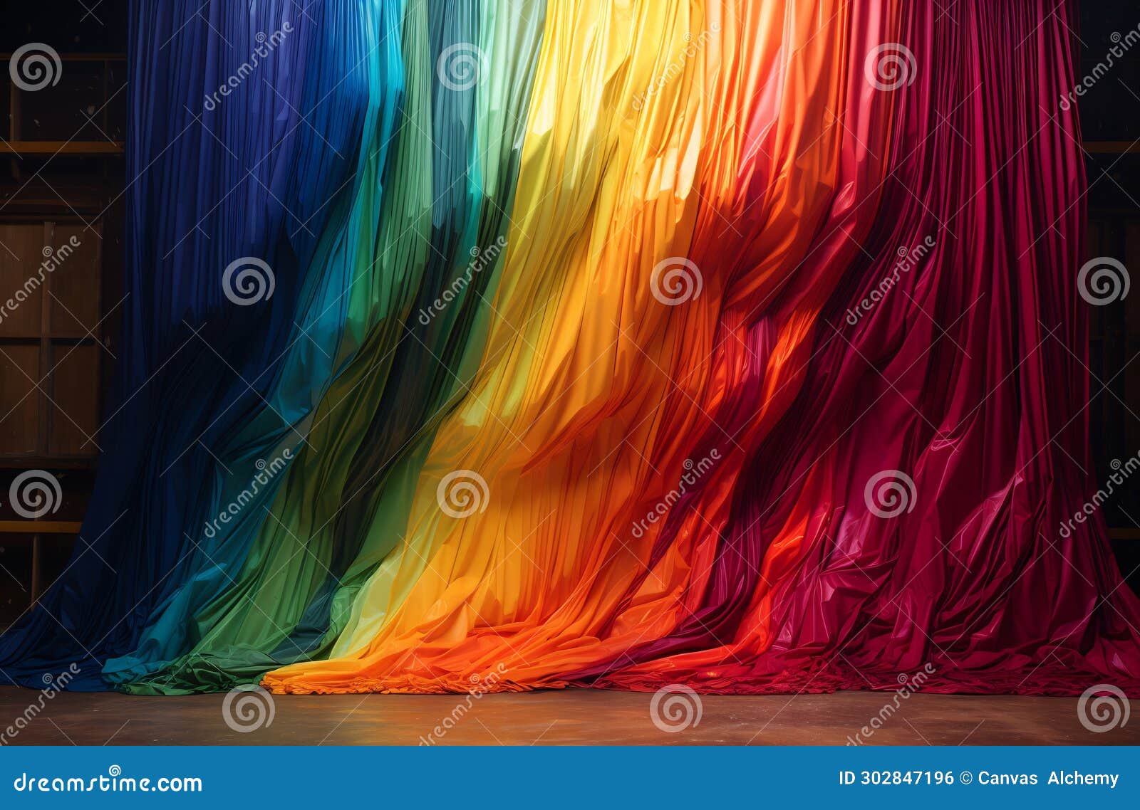 Rainbow Fabric Installation Stock Photo - Image of artistic, observer ...