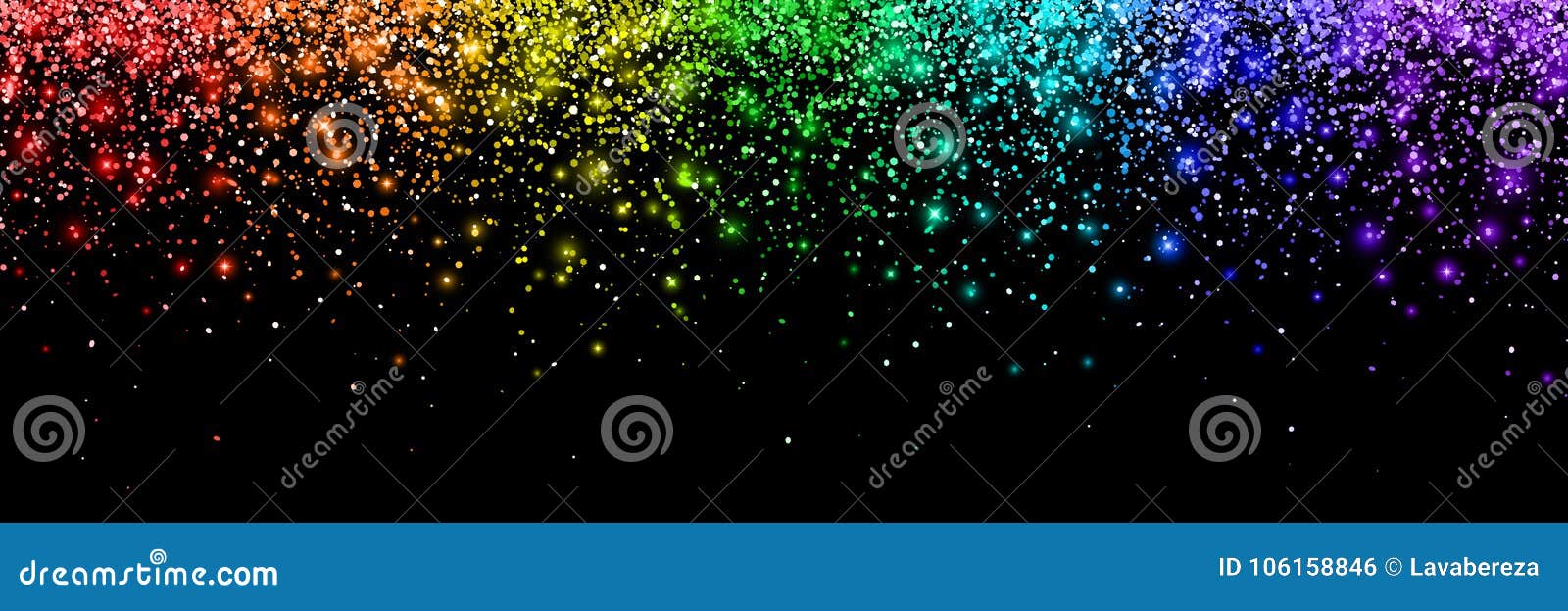 Rainbow Falling Particles, Wide Banner. Vector Stock Vector ...