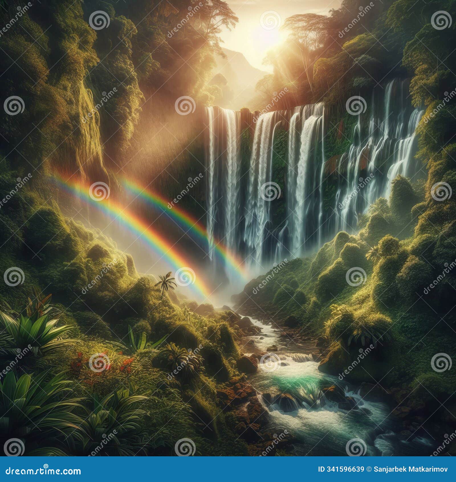 Rainbow Falls a Waterfall that Refracts Sunlight To Create Rainb Stock ...