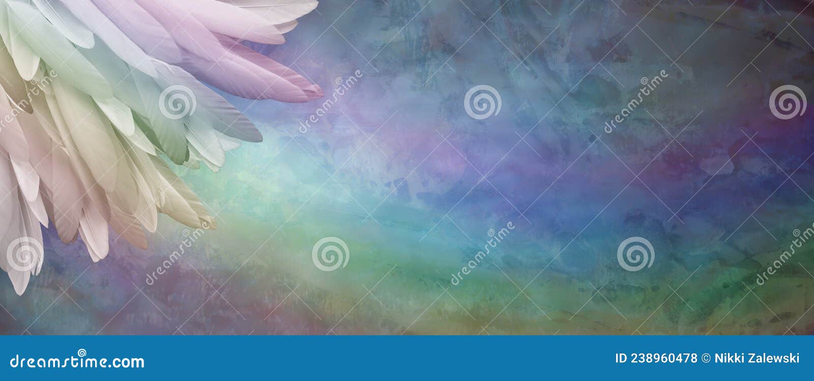 Rainbow Feathers on Rustic Rainbow Background Banner Stock Illustration ...