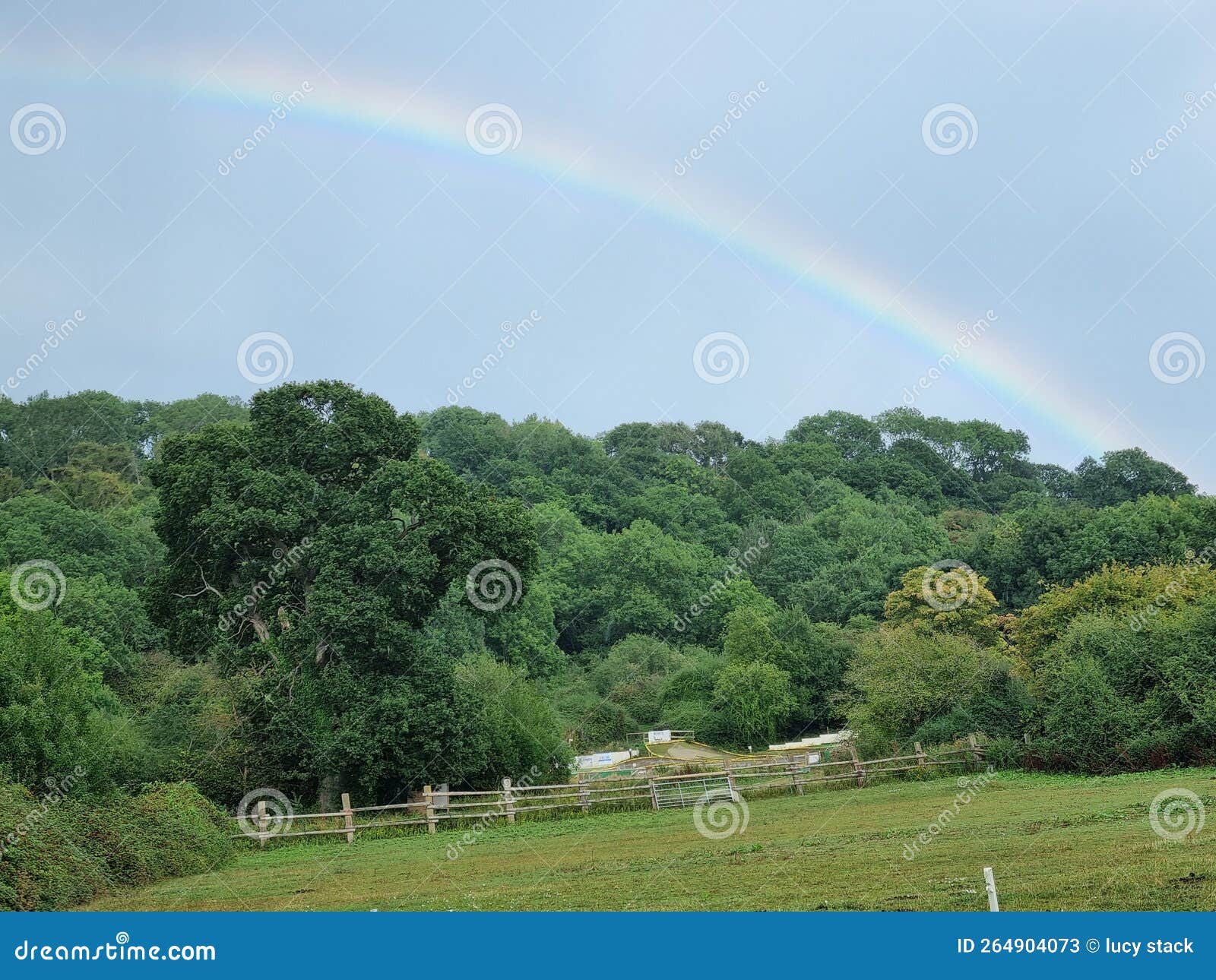Rainbow Fields Trees Sky Grey Stock Image - Image of grey, fields ...
