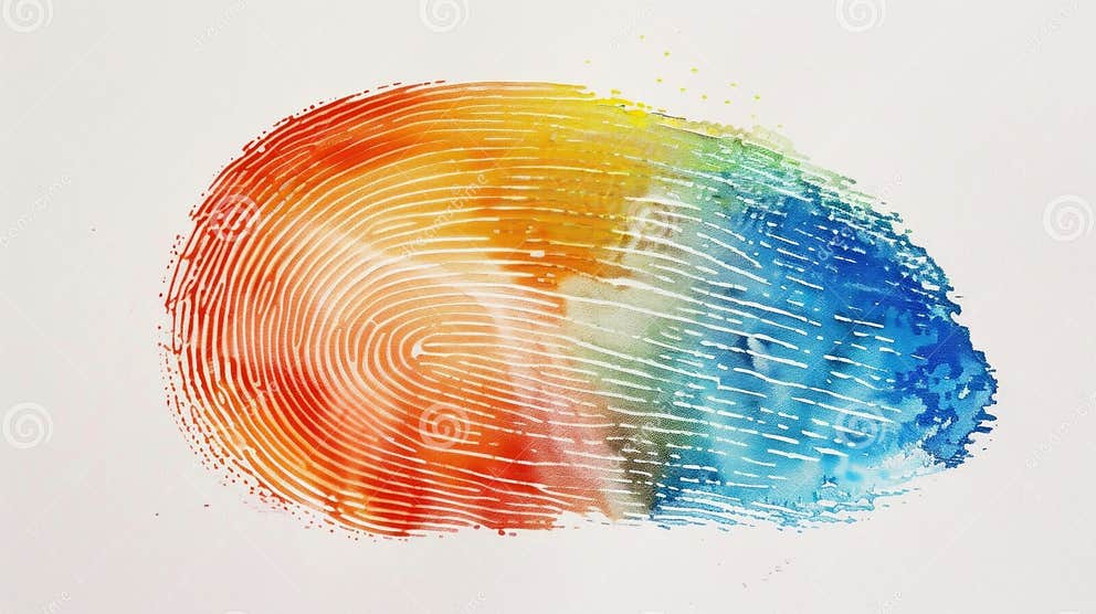 Rainbow Fingerprint Isolated on White Paper Stock Image - Image of ...