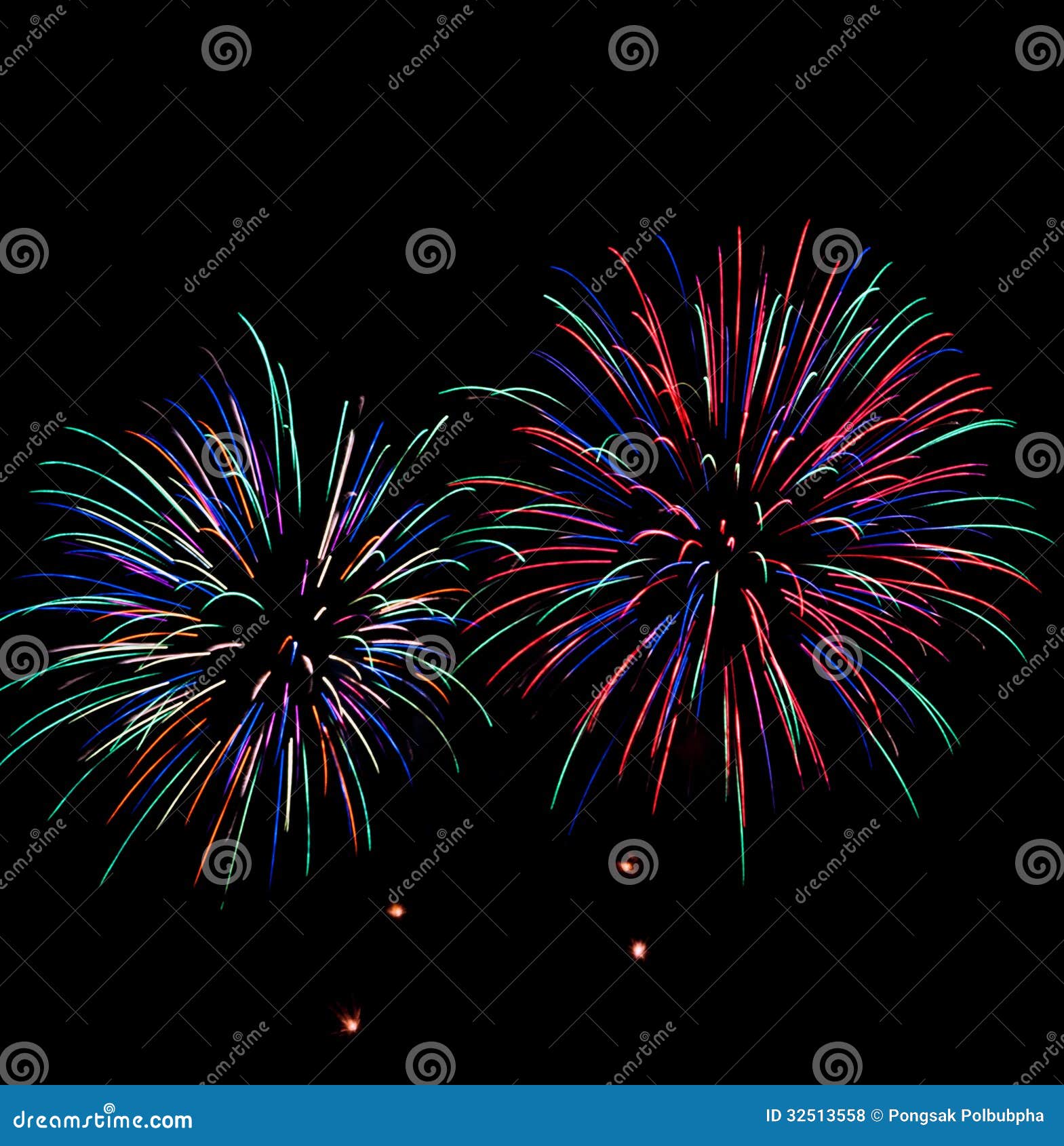 Rainbow Firework Background With Centrifugal Rays On Black Backdrop ...