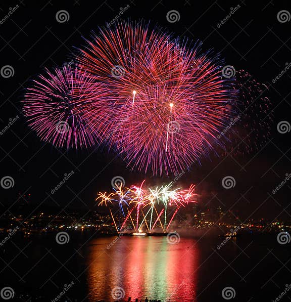 Rainbow Fireworks stock photo. Image of show, audience - 2733420