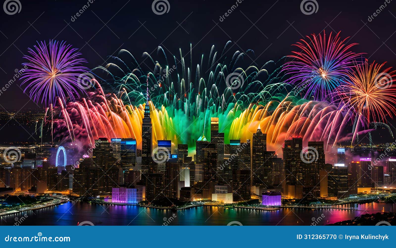 Rainbow Fireworks! Stock Image | CartoonDealer.com #42924523