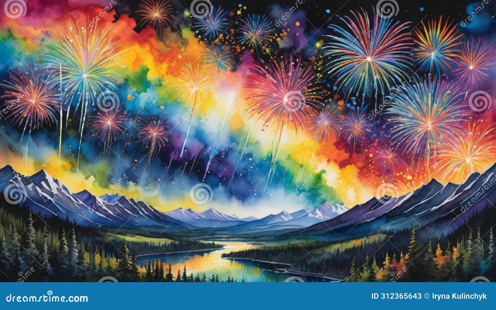 Rainbow Fireworks! Stock Image | CartoonDealer.com #42924523