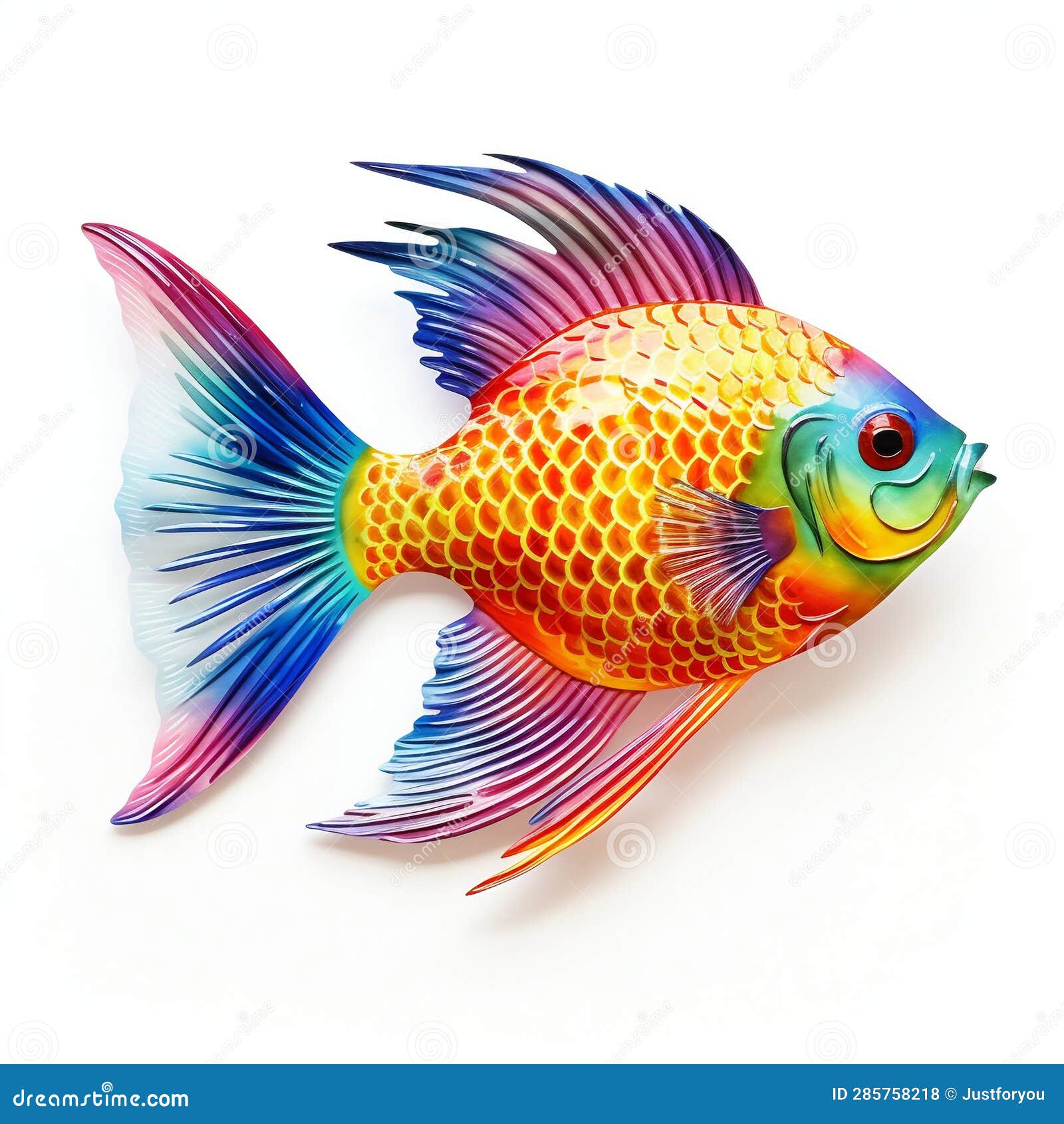 Rainbow Fish Isolated on White Background. Generative Ai Stock ...