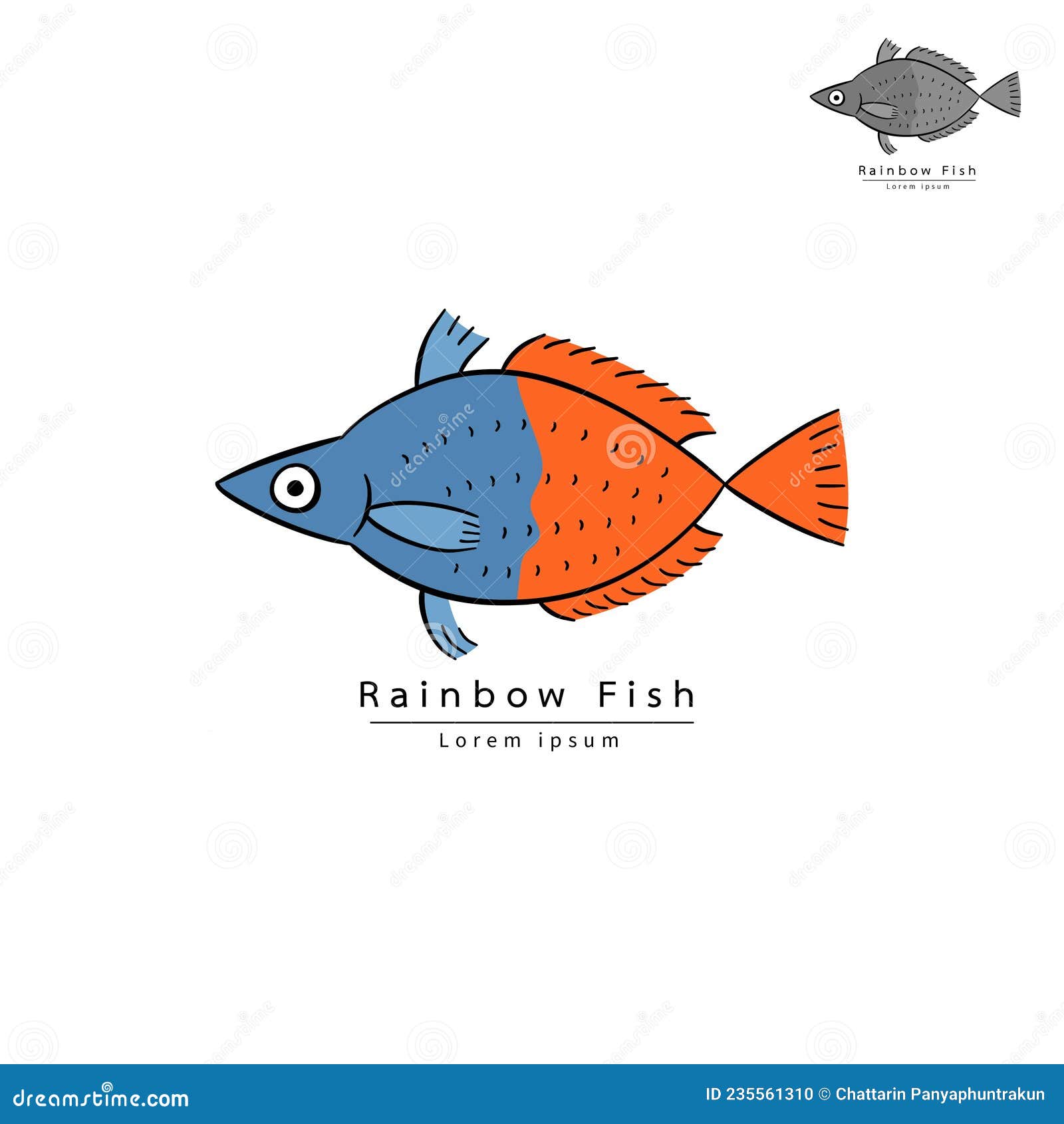 Rainbow fish logo design stock vector. Illustration of simple - 235561310