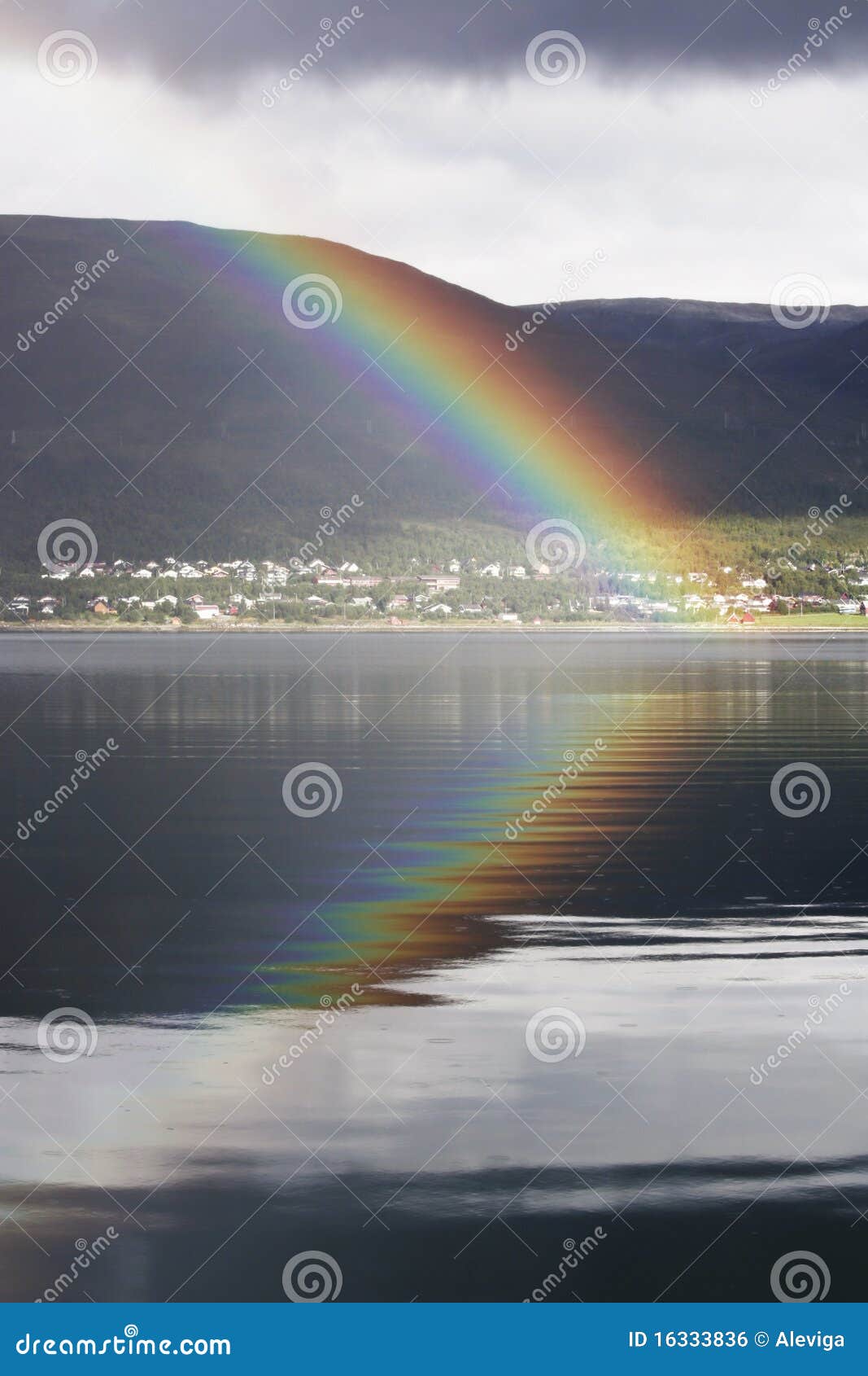 Rainbow in the fjord stock photo. Image of coastline - 16333836