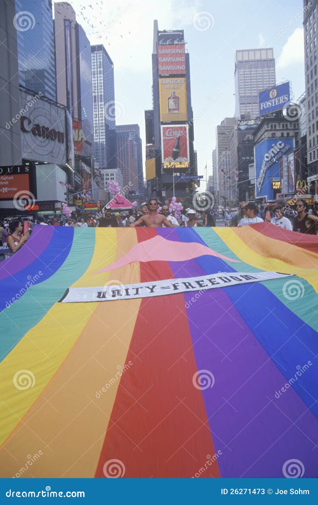 Rainbow Flag at AIDS Rally in Times Square Editorial Stock Photo ...