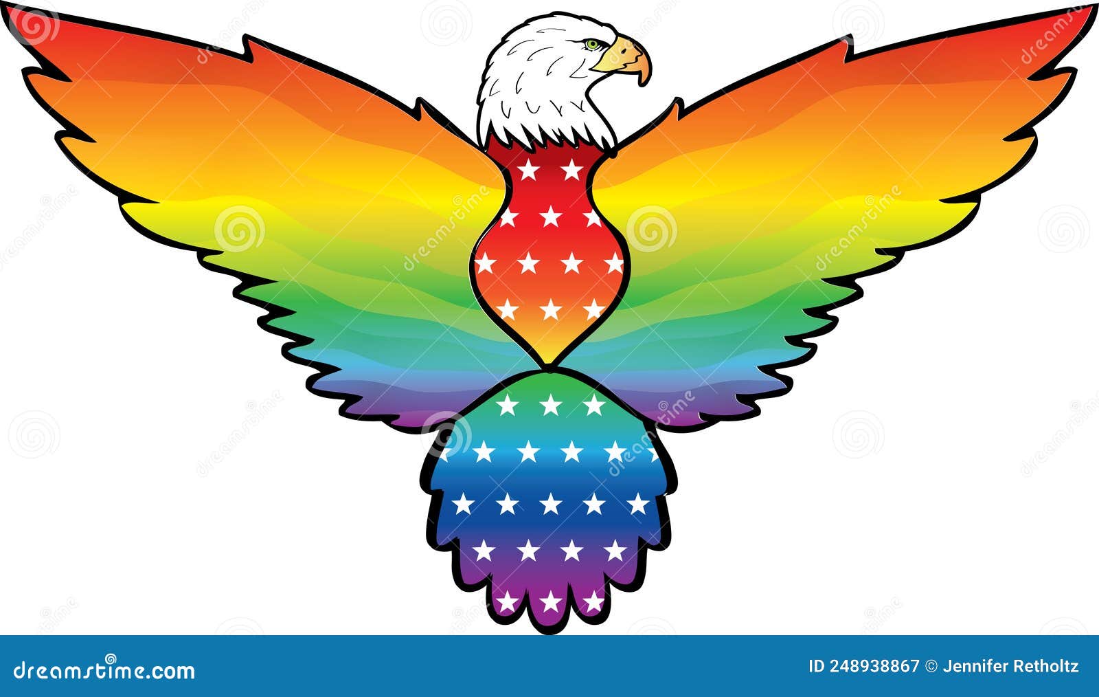 Rainbow Flag American Eagle Stock Vector - Illustration of july, united ...