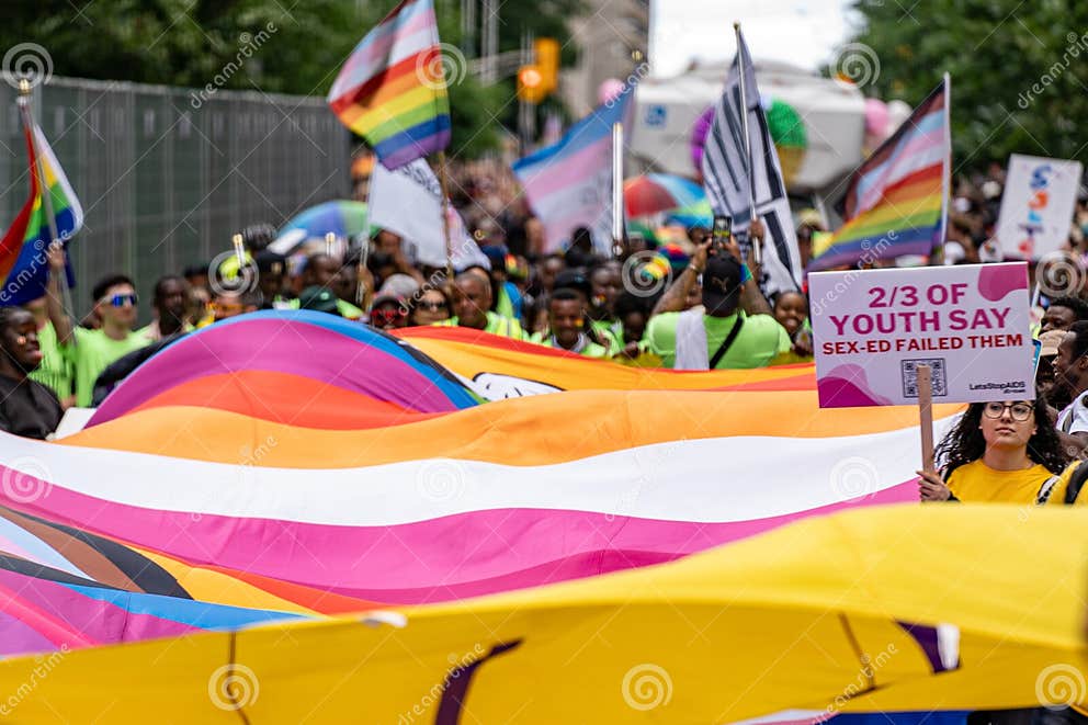 The Rainbow Flag at the 2024 Annual Pride Parade in Downtown Toronto ...