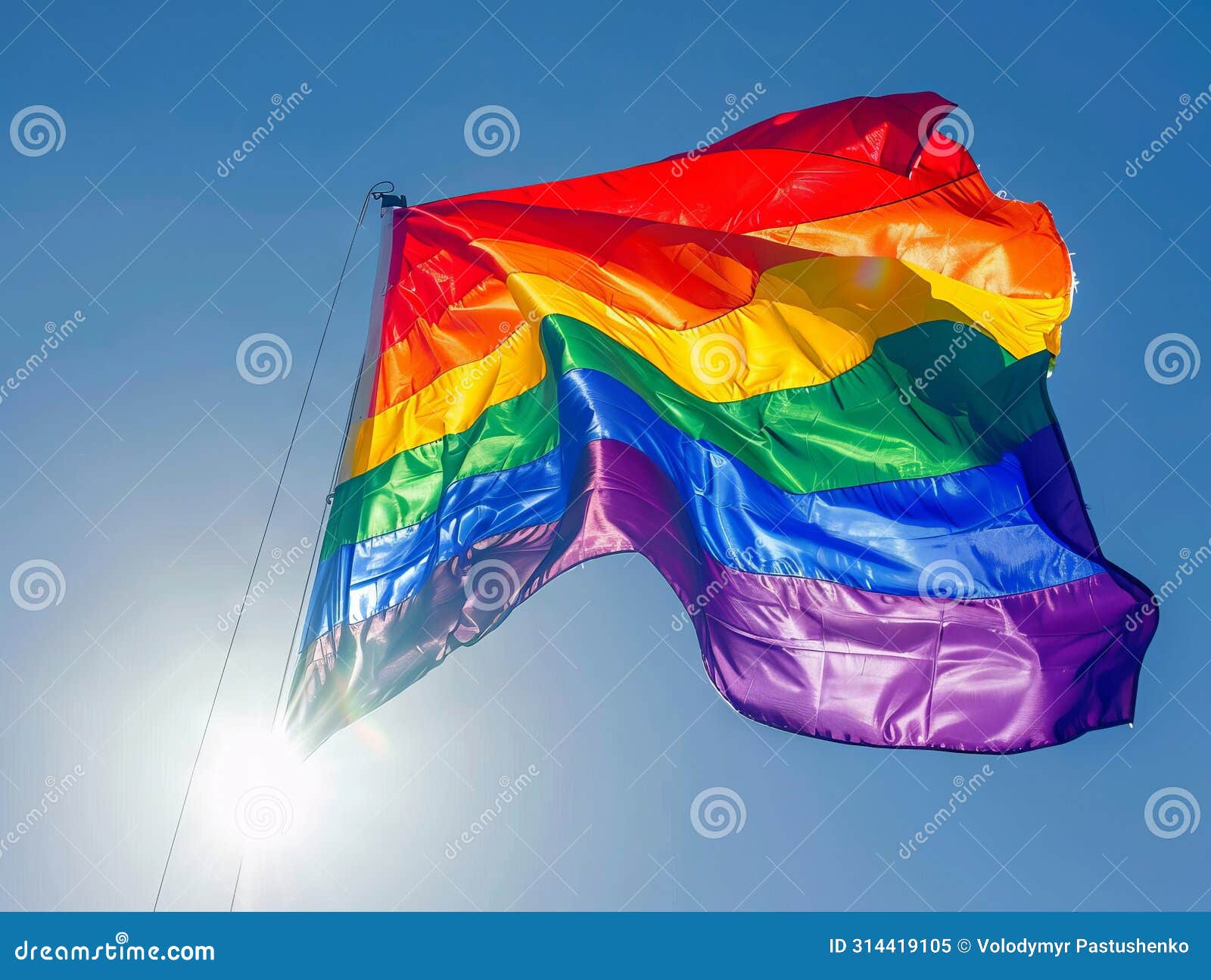 A Rainbow Flag is Flying in the Wind Stock Image - Image of string ...