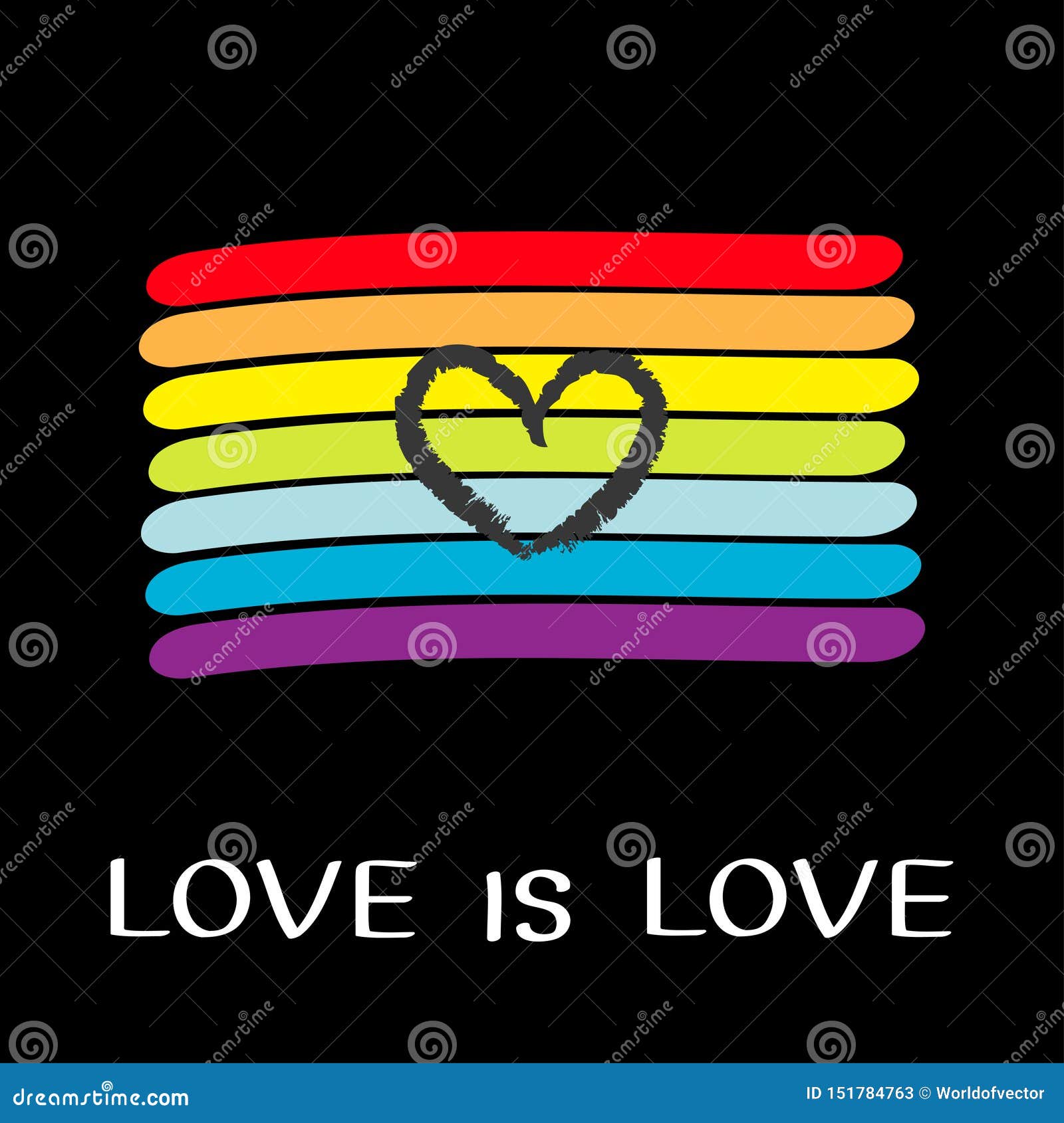 Rainbow Flag Lgbt Gay Symbol Love Is Love Text Quote Heart Shape