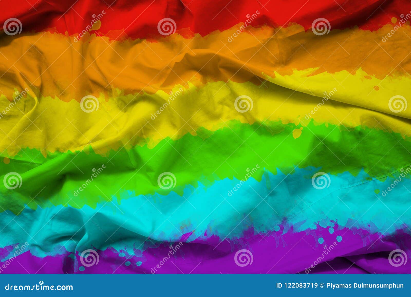 Rainbow Flag of LGBTQ for Pride Month on Fabric Texture with Ripple ...