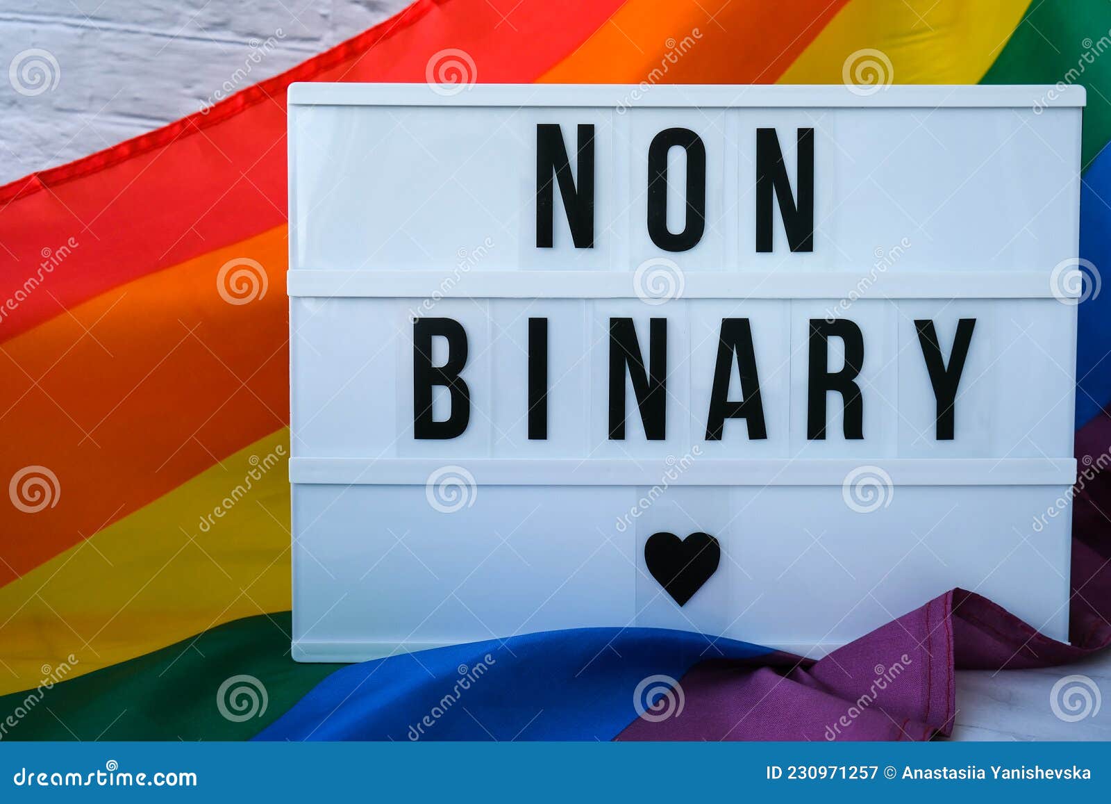 Rainbow Flag with Lightbox and Text NON BINARY. Rainbow Lgbtq Flag Made ...