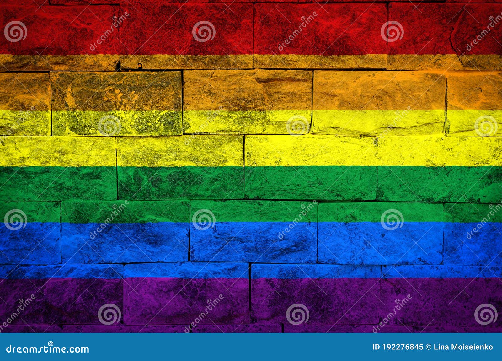 Rainbow Flag Painted on a Brick Wall Stock Illustration - Illustration ...